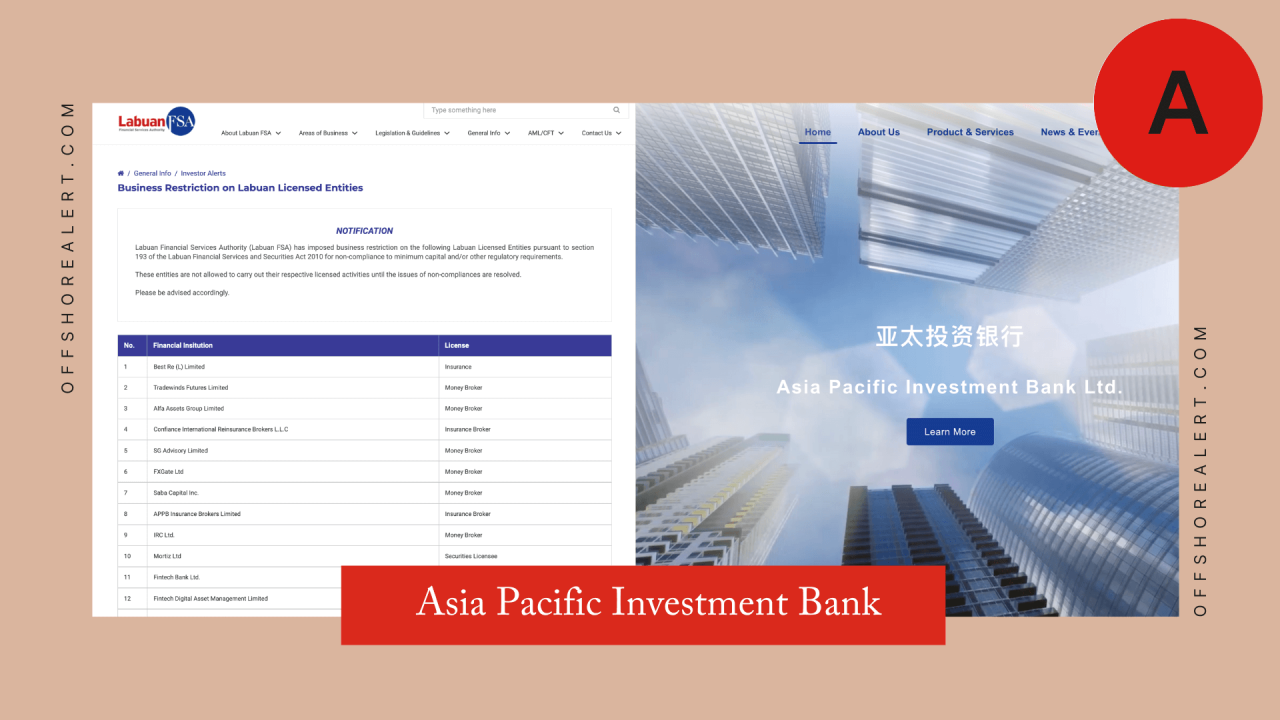 Labuan suspends license of Chinese-owned Asia Pacific Investment Bank ...